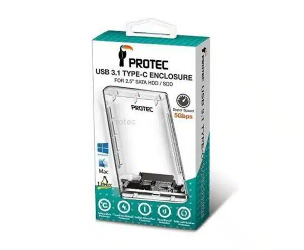 מארז חיצוני Protec DM161 SATA USB3 2.5 שקוף - גיטק מחשבים
