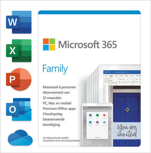 Microsoft Office 365 Family מנוי לשנה מיקרוסופט - גיטק מחשבים